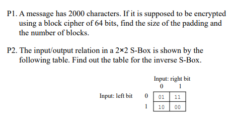 Solved P1. A message has 2000 characters. If it is supposed | Chegg.com