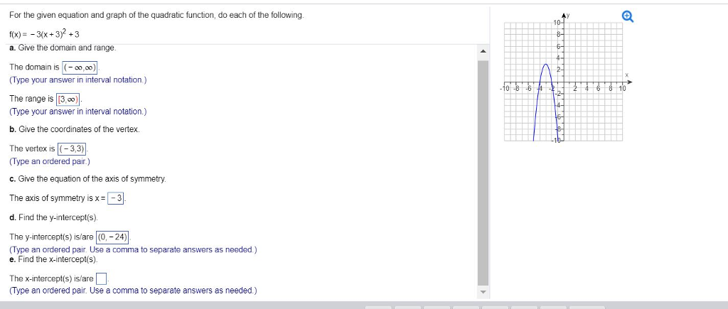 Solved For the given equation and graph of the quadratic | Chegg.com