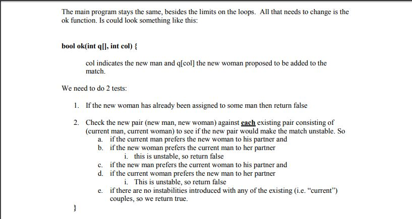 Solved Stable Marriage Using Backtracking The Problem: You | Chegg.com
