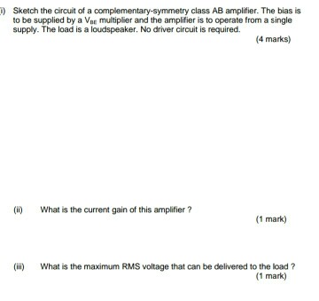 Solved Sketch the circuit of a complementary-symmetry class | Chegg.com