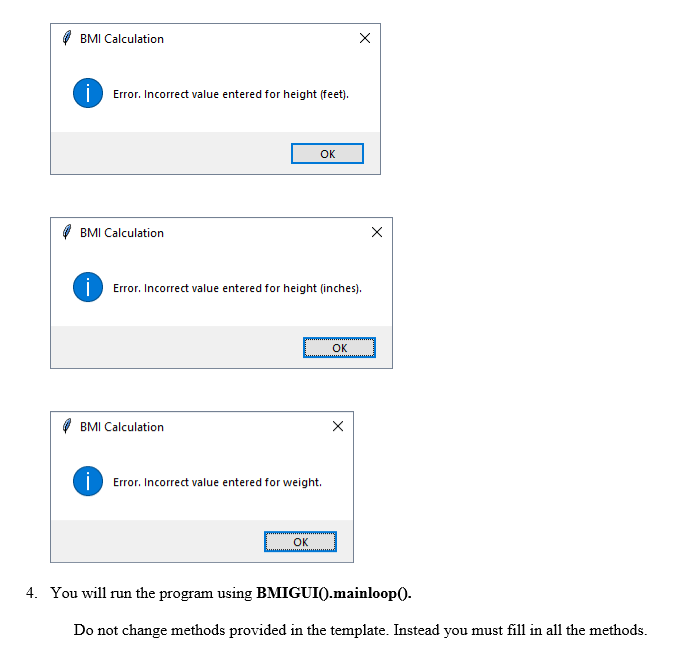 25 Points. Create a class named BMIGUI with the | Chegg.com