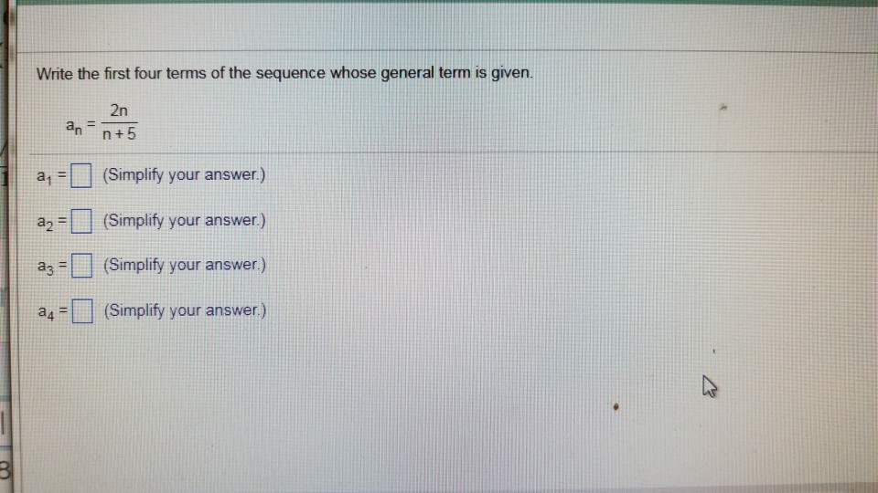 Solved Write the first four terms of the sequence whose | Chegg.com