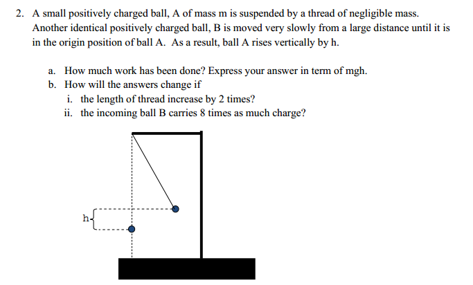 Solved A small positively charged ball, A of mass m is | Chegg.com