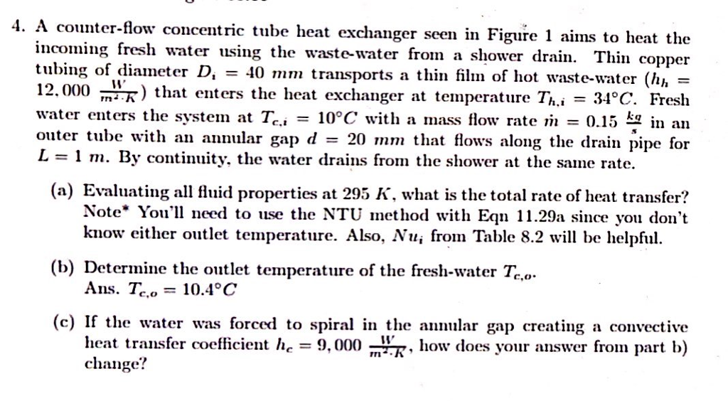 Solved A counter-flow concentric tube heat exchanger seen in | Chegg.com