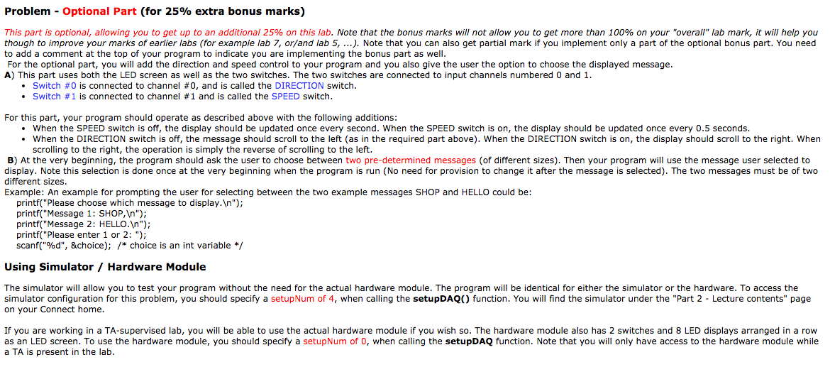 C Program: Implementing a Scrolling Display | Chegg.com
