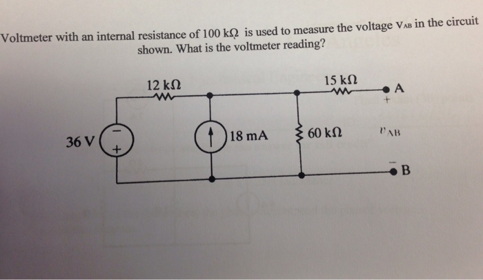Solved Voltmeter with an internal resistance of 100k ohms is | Chegg.com