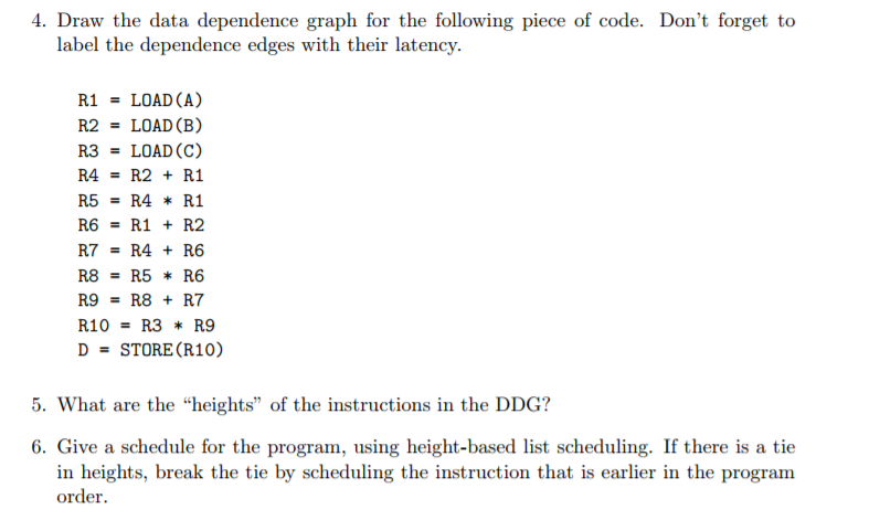 Solved 4. Draw the data dependence graph for the following | Chegg.com