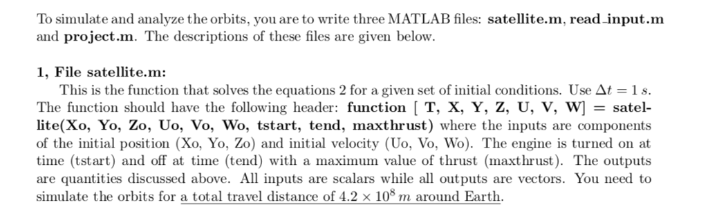 Solved In this project, you are to simulate the trajectory | Chegg.com