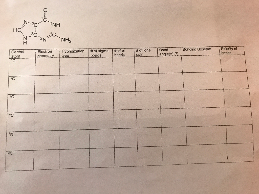 Solved HC Central atom 2C INH 2C 2N NH Electron | Chegg.com
