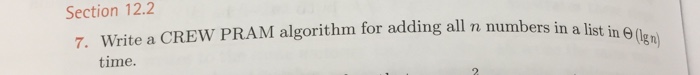 Solved Section 12 2 7 Write A Crew Pram Algorithm For