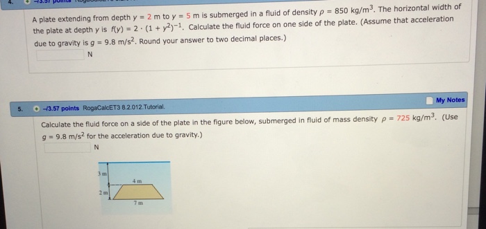 Solved A plate extending from depth y=2mtoy = 5mis submerged | Chegg.com