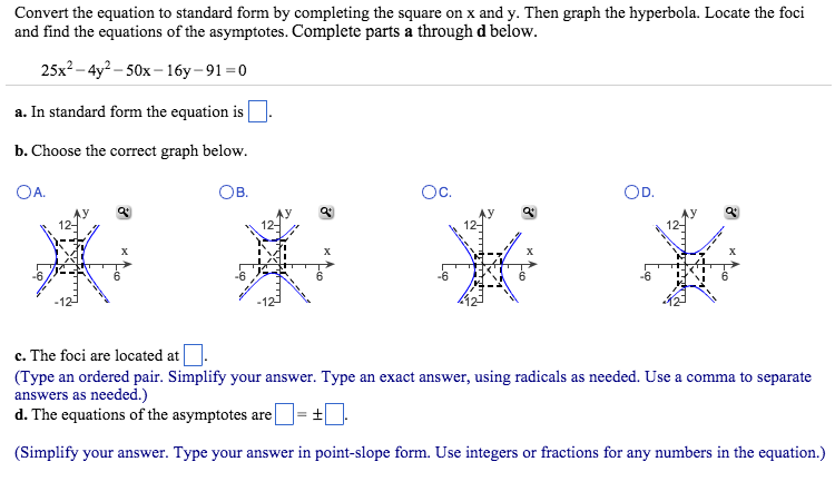 Solved Convert the equation to standard form by completing | Chegg.com