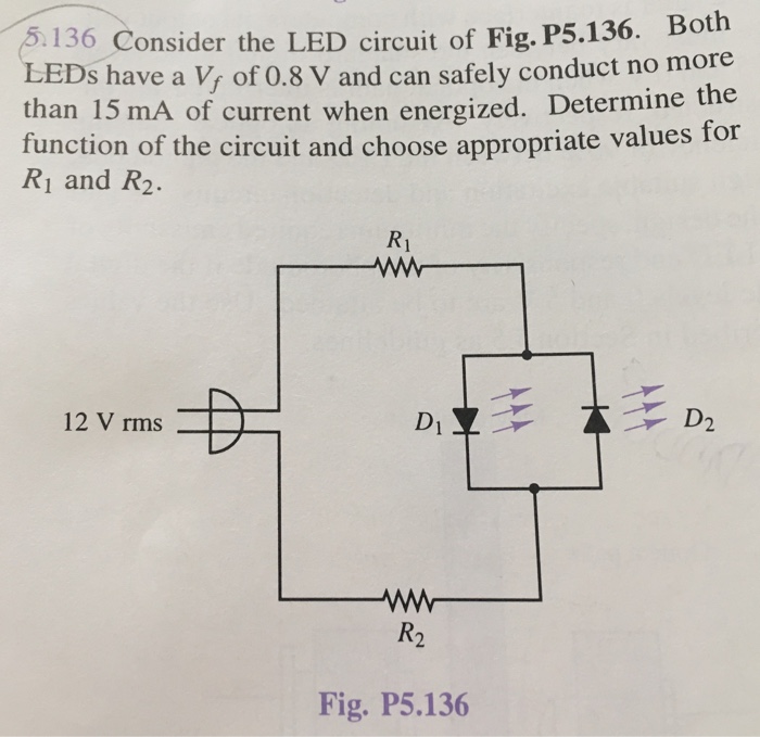 Solved Consider the LED circuit of Fig. P5.136. Both LEDs | Chegg.com