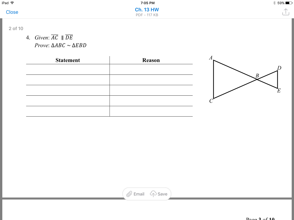 Solved Given: AC^bar || DE^bar Prove: Delta ABC Tilde Delta | Chegg.com