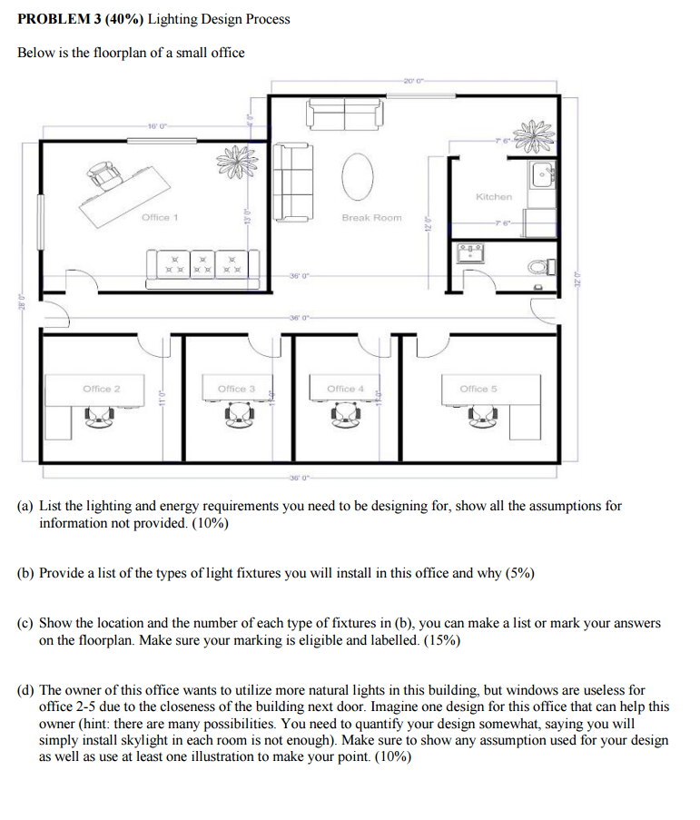 Lighting Design Process Below is the floorplan of a | Chegg.com