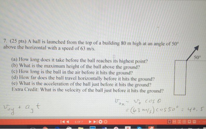 Solved A ball is launched from the top of a building 80 m | Chegg.com