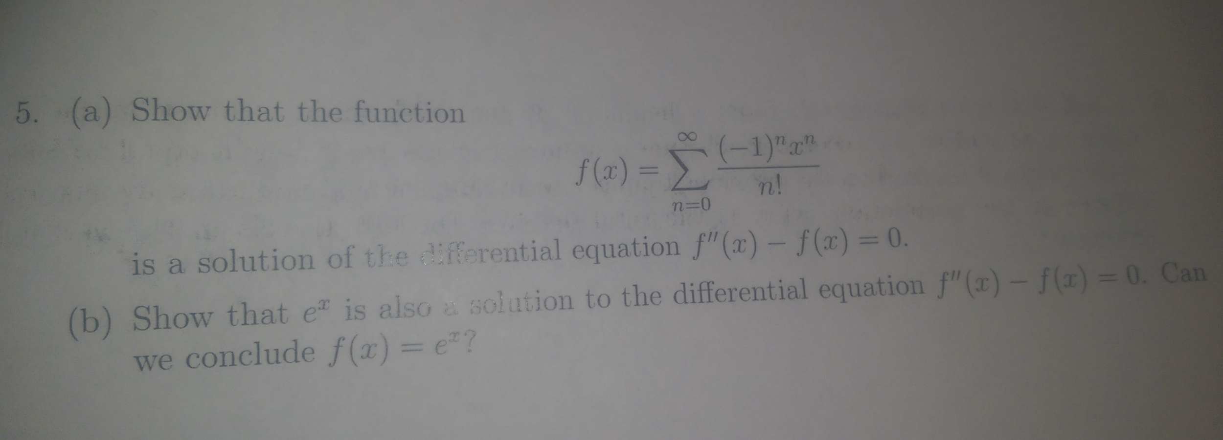Solved 5. (a) show that the function f(x) = sigma infinity | Chegg.com