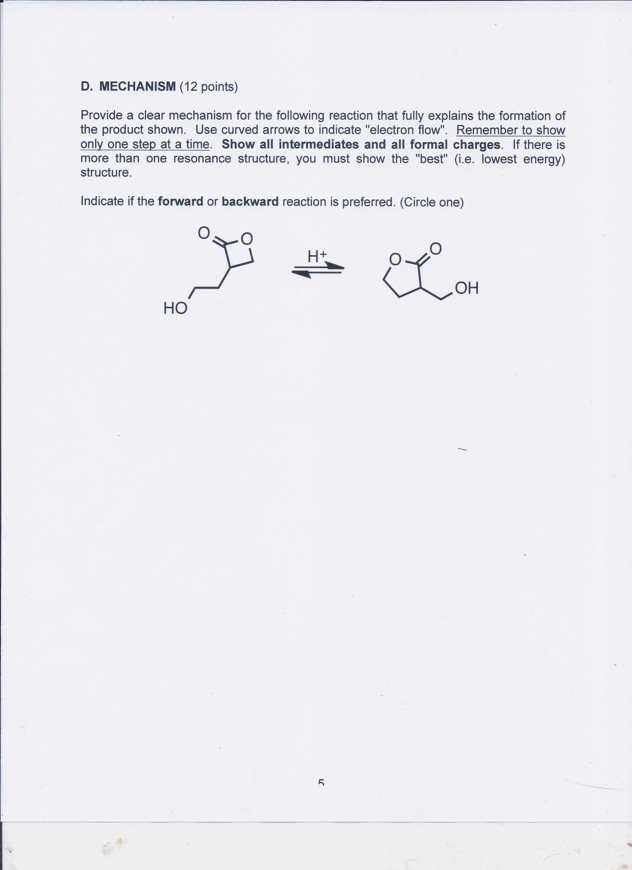 Solved D. MECHANISM (12 points) Provide a clear mechanism | Chegg.com