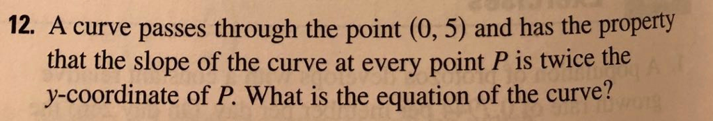 Solved 12. A curve passes through the point (0, 5) and has | Chegg.com