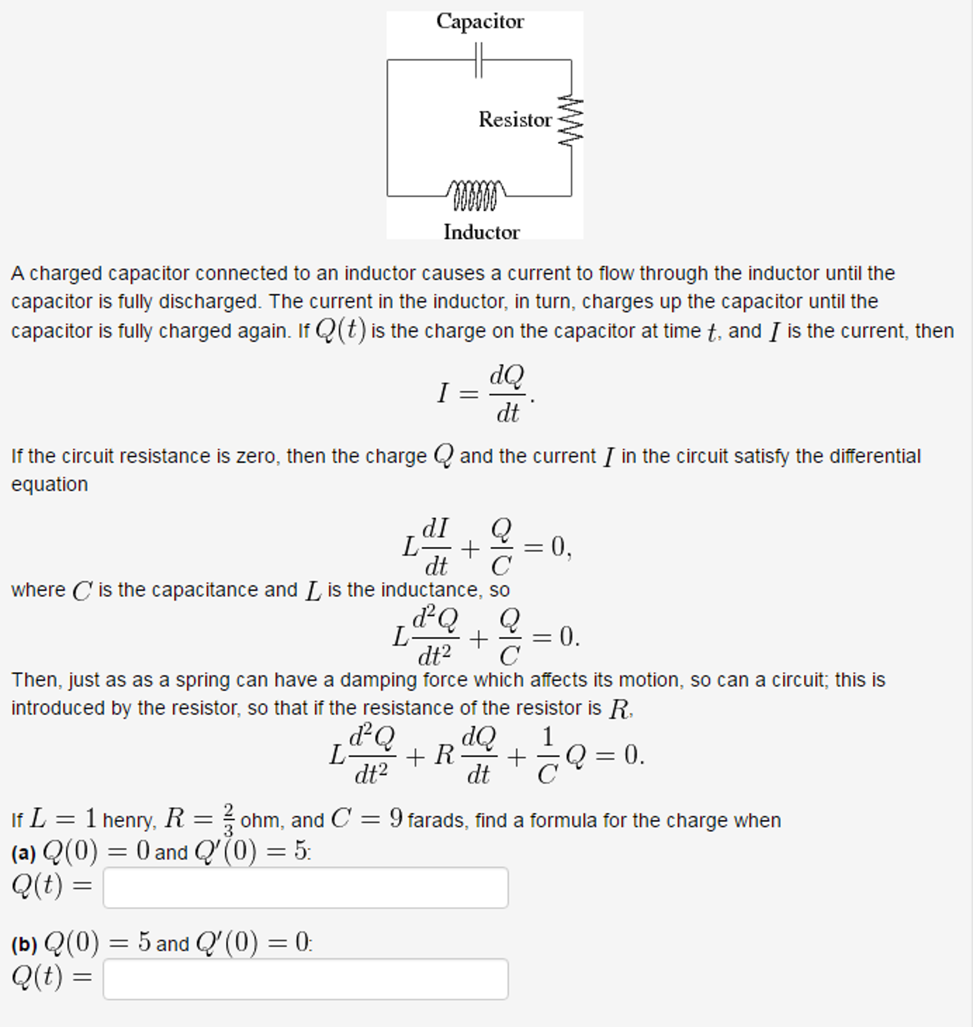 Solved A charged capacitor connected to an inductor causes | Chegg.com