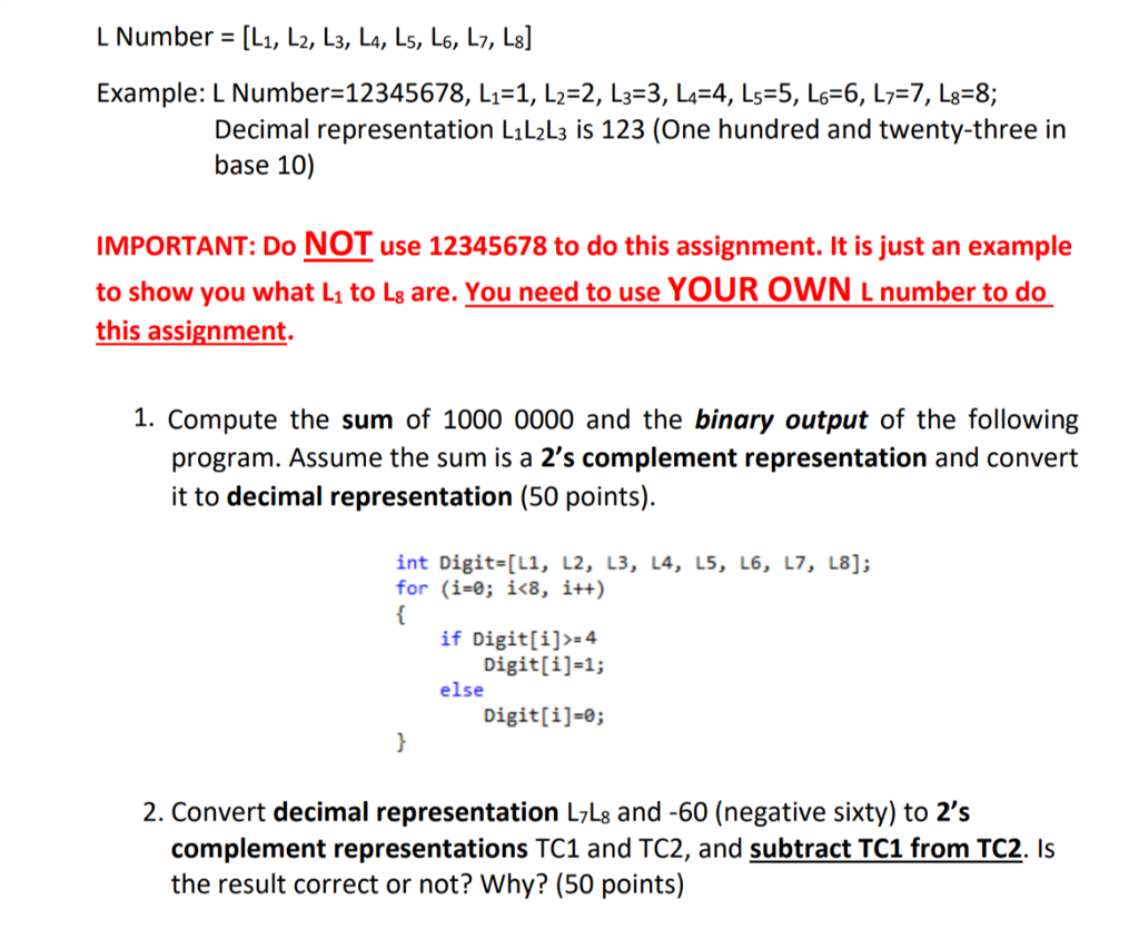 Solved L Number = [L1, L2, L3, L, Ls, L6,L7, L8] Example: L | Chegg.com