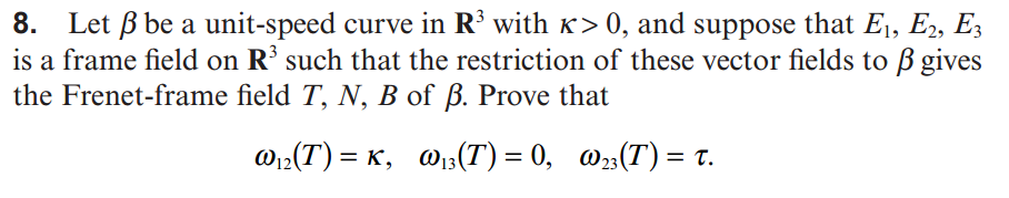 Let beta be a unit-speed curve in R^3 with k > 0, | Chegg.com