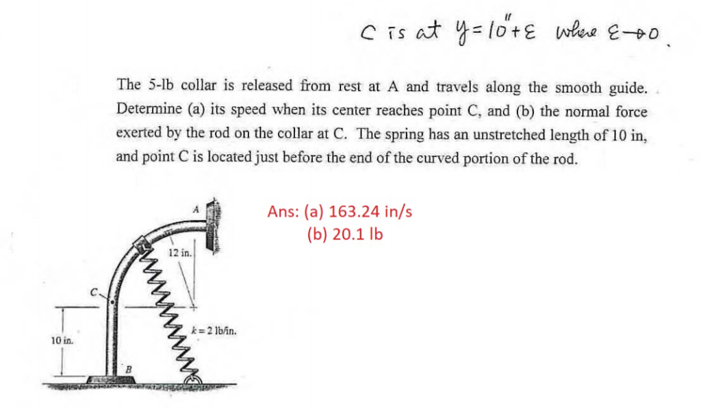 Solved The 5-lb collar is released from rest at A and | Chegg.com