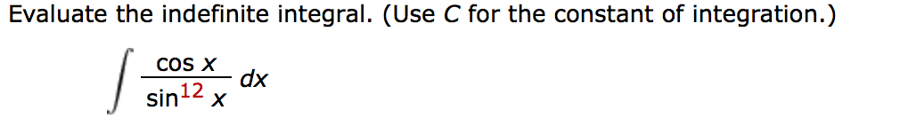 Solved Evaluate the indefinite integral. (Use C for the | Chegg.com