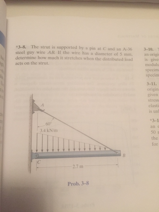 Solved 3-8. The strut is supported by a pin at C and an A-36 | Chegg.com