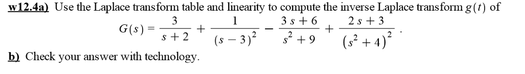 Solved Use the Laplace transform table and linearity to | Chegg.com