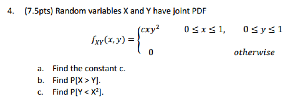Solved Random variables X and Y have joint PDF f_XY(x, y) = | Chegg.com