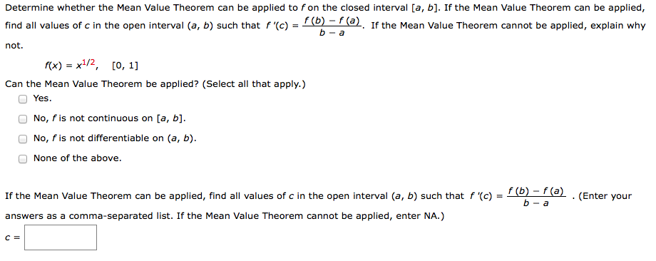 Solved Determine whether the Mean Value Theorem can be | Chegg.com Solved Determine whether the Mean Value Theorem can be | Chegg.com
