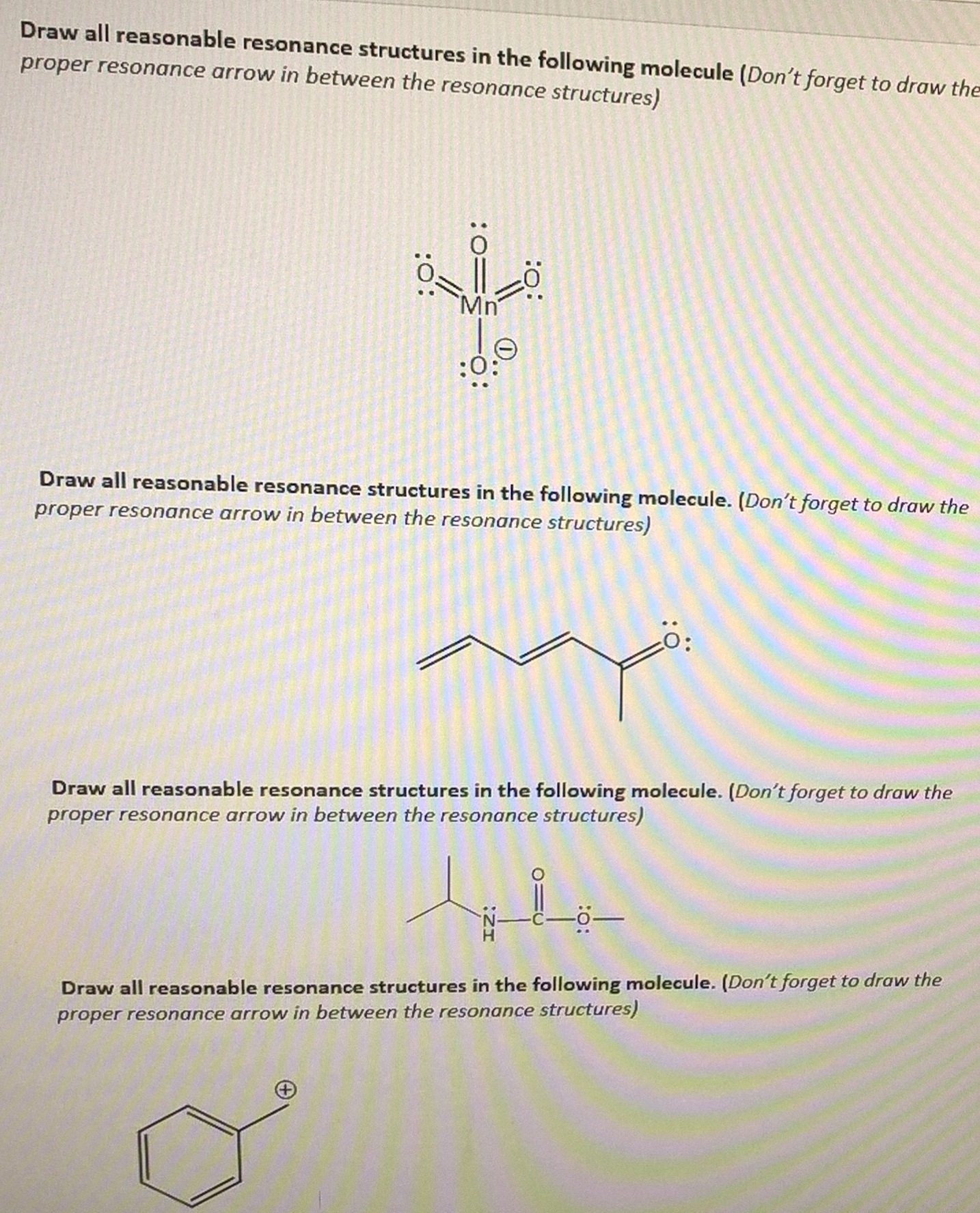 Solved Draw all reasonable resonance structures in the | Chegg.com