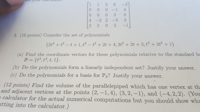 Solved 113 6 2 000-14 0 0 030 4 -2 2-5 3 3 502 -1 3. (16 | Chegg.com