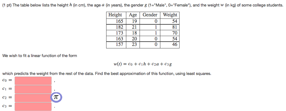 Solved The table below lists the height h (in cm), the age a | Chegg.com