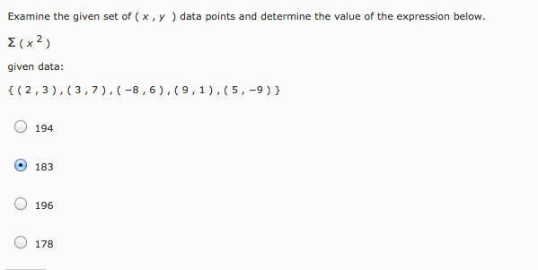 Solved Examine the given set of (x, y) data points and | Chegg.com