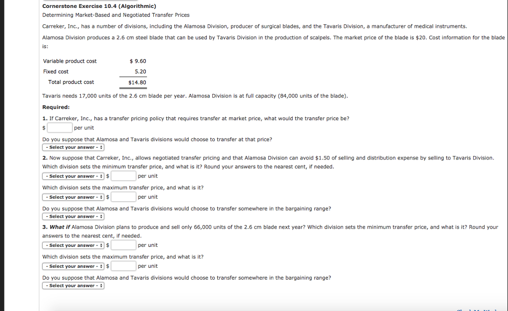Solved eBook Cornerstone Exercise 10.2 (Algorithmic) | Chegg.com