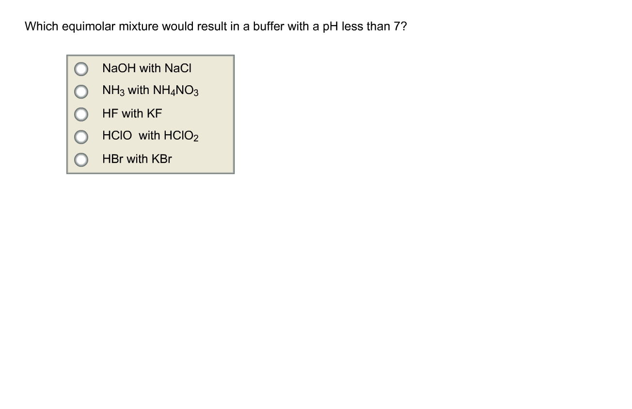 Solved Which equimolar mixture would result in a buffer with | Chegg.com