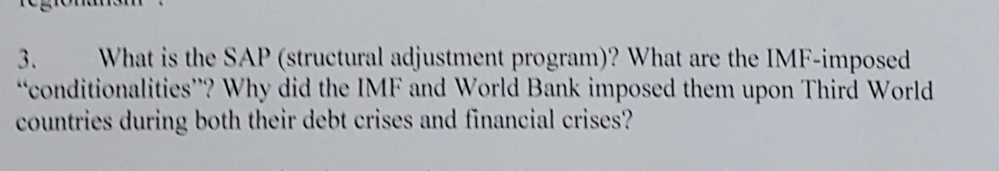 Solved What is the SAP (structural adjustment program)? What | Chegg.com