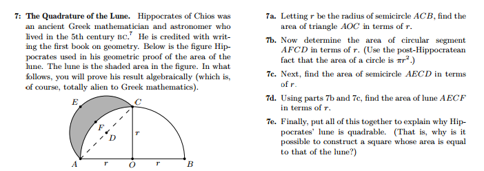 Solved The Quadrature of the Lune. Hippocrates of Chios was | Chegg.com
