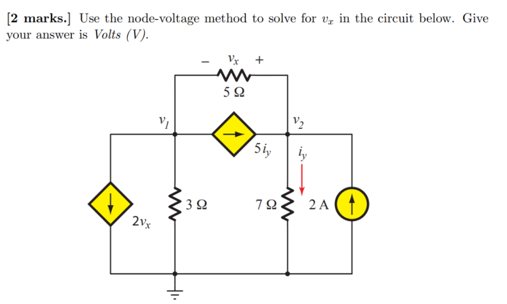 Solved Use the node-voltage method to solve for vx in the | Chegg.com