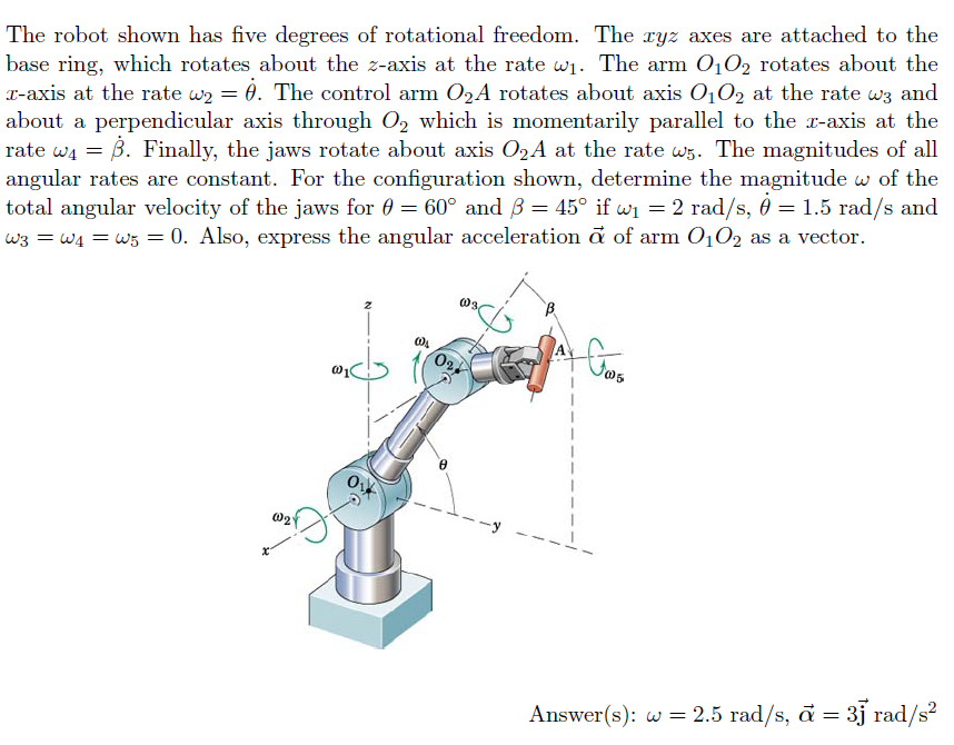 Solved The robot shown has five degrees of rotational | Chegg.com