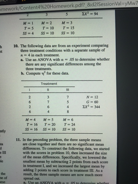 Solved The following data are from an experiment comparing | Chegg.com