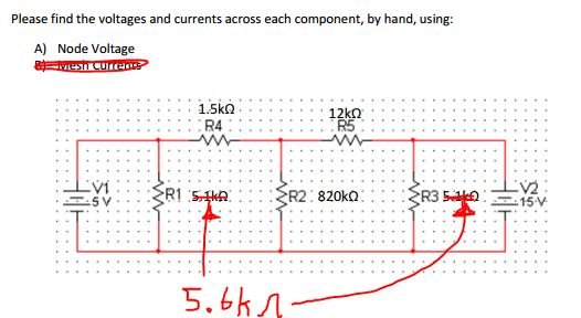 Solved Find the voltages and currents across each component, | Chegg.com