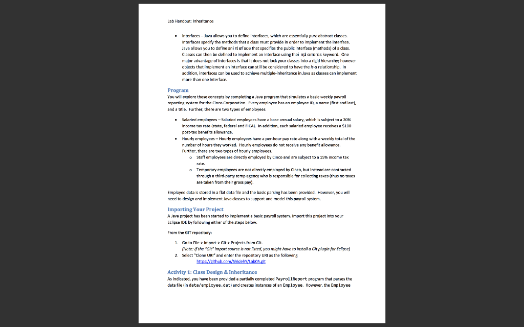 Solved Lab Handout: Inheritance CSCE 156- Lab: Inheritance | Chegg.com
