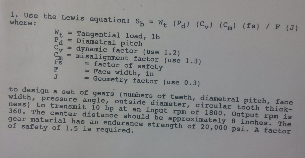 Solved Use the Lewis equation: S_b = W_t (P_d) (C_v) (C_m) | Chegg.com