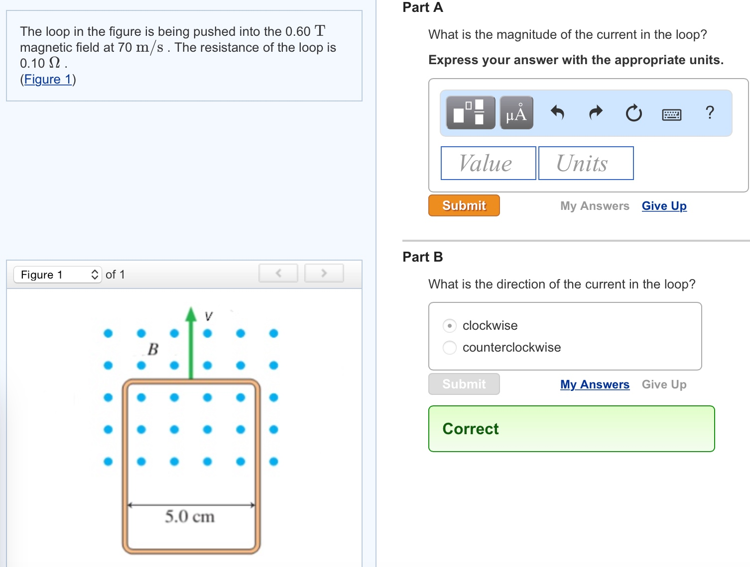 Solved The loop in the figure is being pushed into the 0.60 | Chegg.com
