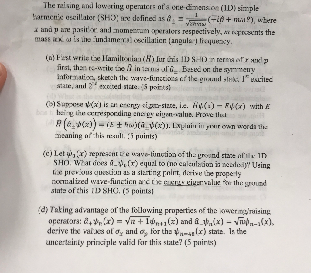 Solved The raising and lowering operators of a one-dimension | Chegg.com