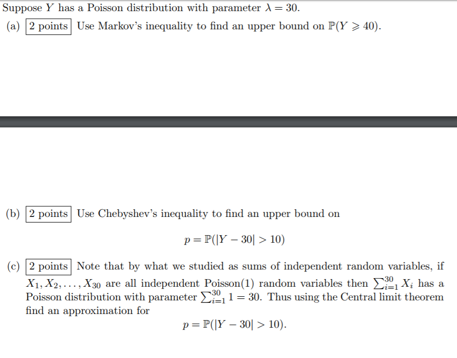 Solved Suppose Y has a Poisson distribution with parameter λ | Chegg.com