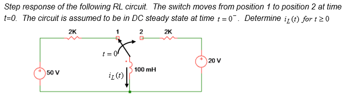 Solved Step response of the following RL circuit. The switch | Chegg.com